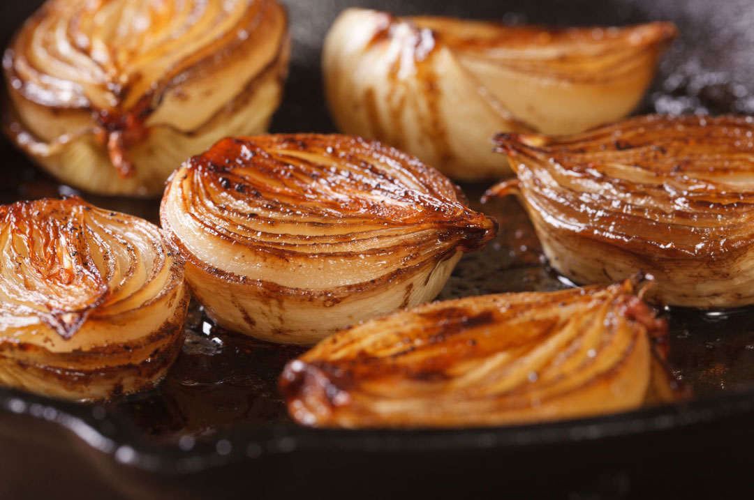 Spit-Roasted Onions with Balsamic Honey Glaze Recipe - Barbecuebible.com